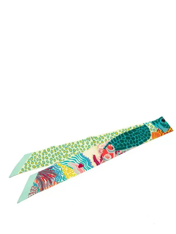 Hermès 2000-2026 Under The Waves Twilly Silk Scarf Scarves - Green