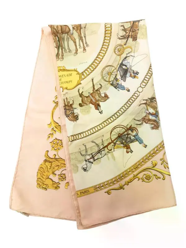 Hermès 1965 La Promenade De Longchamps Silk Scarf 90 Scarves - Pink