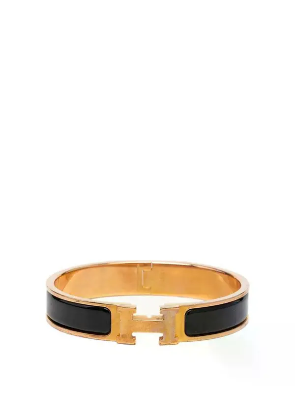 Hermès 2011 Narrow Enamel Clic H Bracelet Pm Costume Bracelet - Black