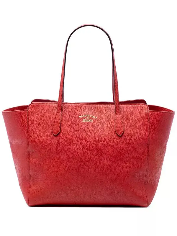 Gucci 2016-2026 Medium Calfskin Swing Tote Bag - Red
