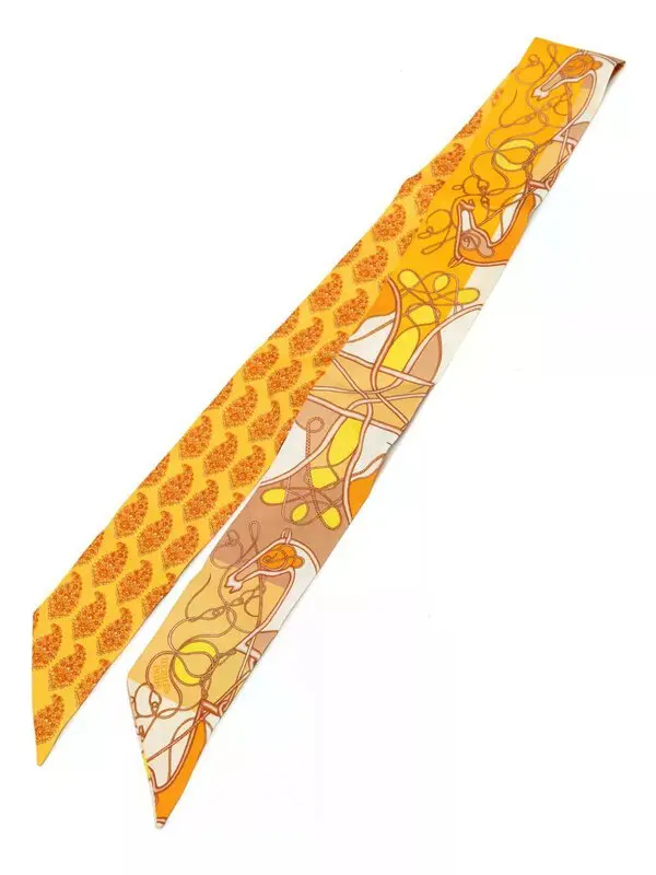 Hermès 2018 Coup De Fouet Au Bloc Silk Twilly Scarf Scarves - Yellow