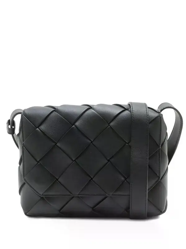 Bottega Veneta Calfskin Intreccio Diago Crossbody Bag - Black