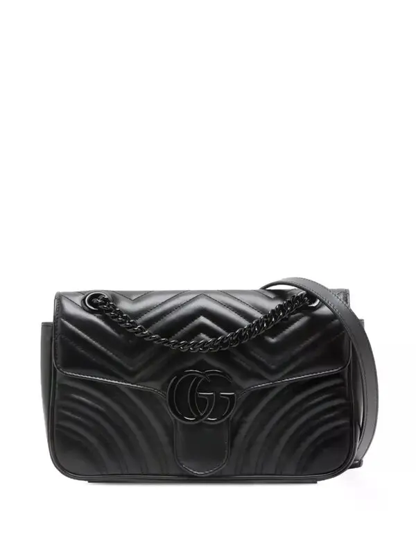 Gucci 2016-2026 Medium Gg Marmont Matelasse Calfskin Shoulder Bag - Black