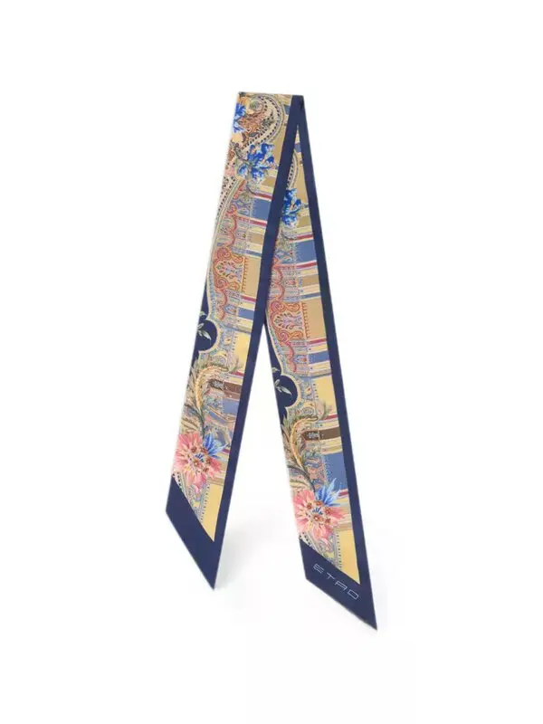 Etro Silk Twill Paisleyina With Paisley Motif - Blue