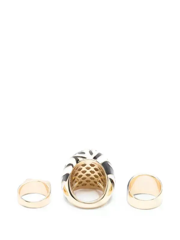 Patrizia Pepe Sphere Zebra-print Rings Set - Gold