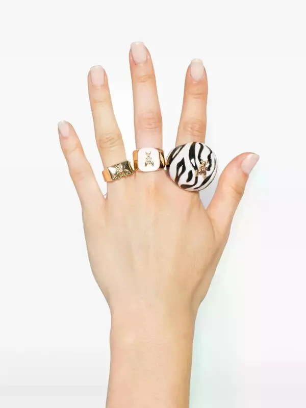 Patrizia Pepe Sphere Zebra-print Rings Set - Gold