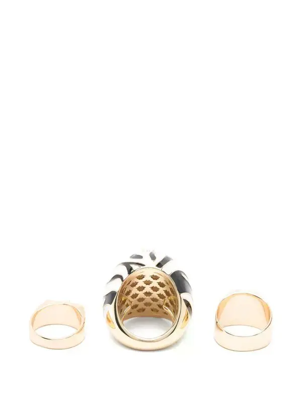 Patrizia Pepe Sphere Zebra-print Rings Set
