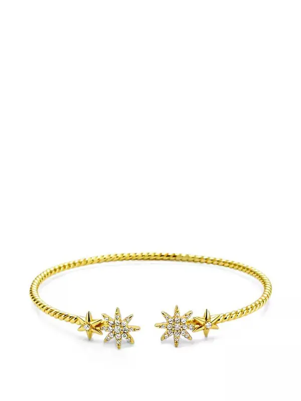 VELORA VIE Pavé Starburst Open Cuff Bracelet - Gold