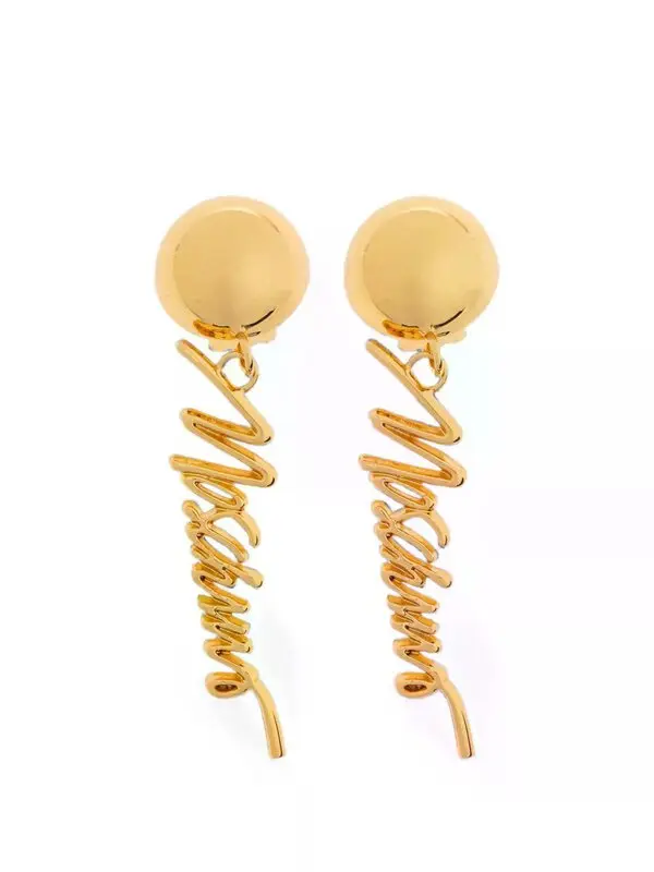 Moschino Logo-pendant Clip-on Earrings - Gold