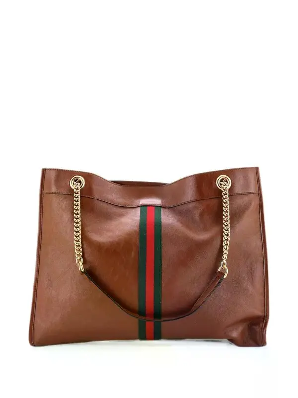Gucci Rajah Chain Leather Tote Bag - Brown