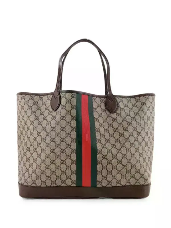 Gucci Ophidia Open Shopping Gg Coated Canvas Large Tote Bag - Brown