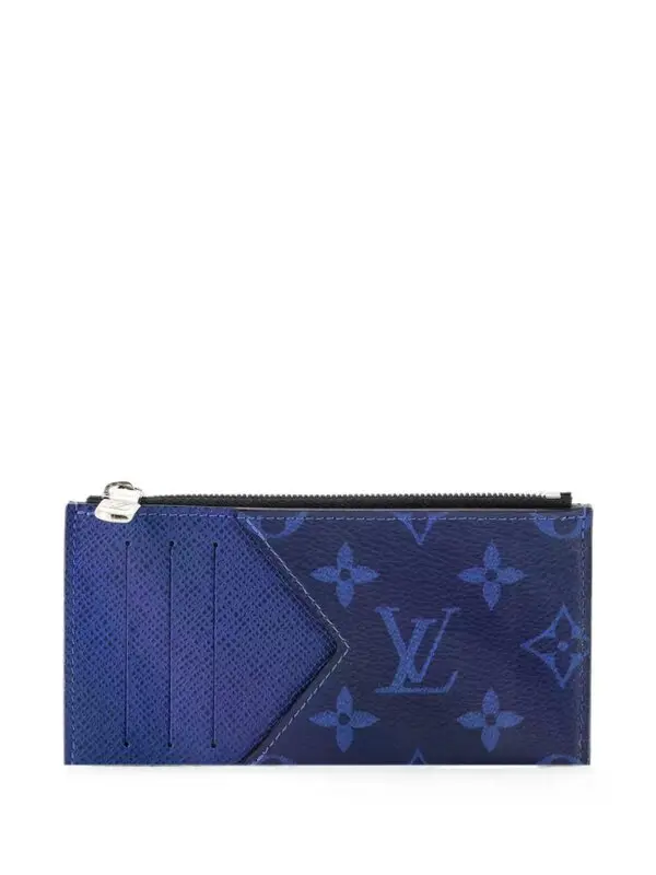 LOUIS VUITTON Coin Monogram Taigarama Card Holder - Blue