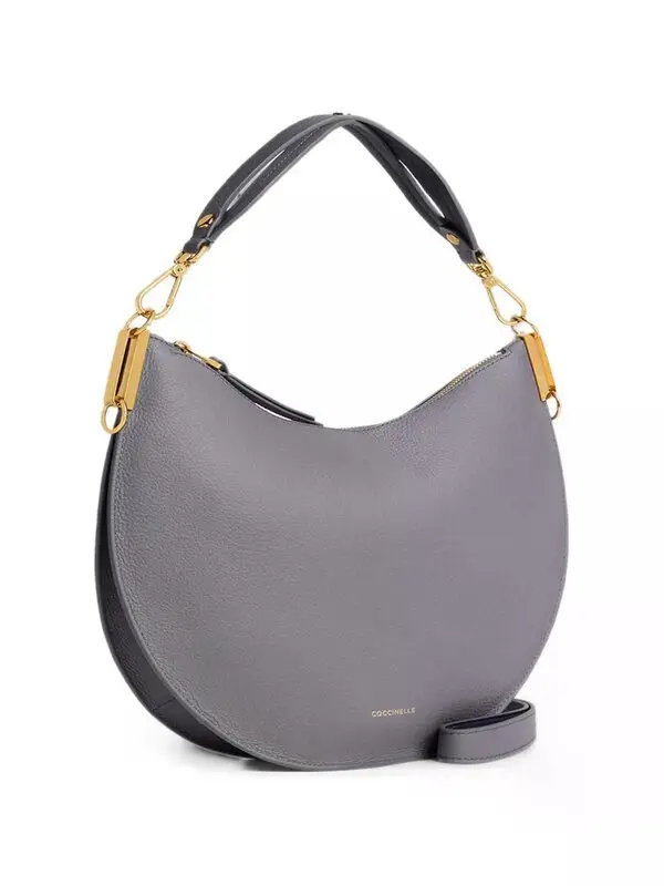 COCCINELLE Medium Sunup Crescent-shaped Leather Shoulder Bag - Grey
