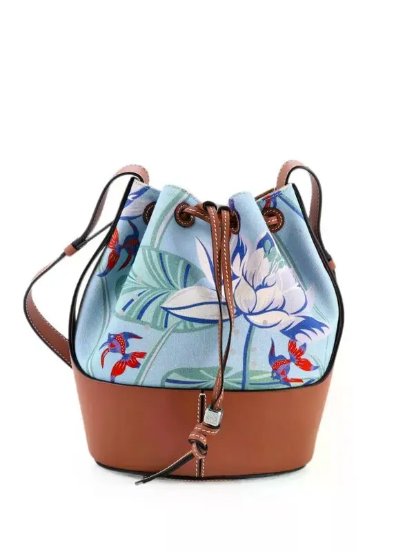Loewe Paula's Ibiza Balloon Printed Canvas And Leather Small Bucket Bag - Brown