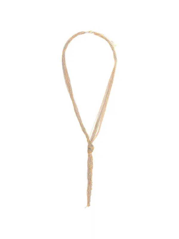 Patrizia Pepe Multi-chain Lariat Necklace With Fringe Detail - Gold
