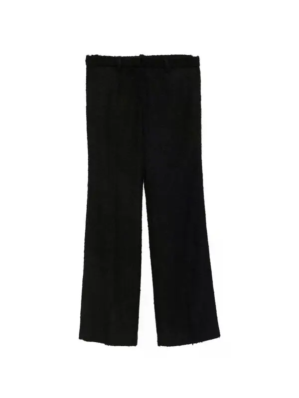 Magda Butrym Black Bouclé-knit Wide-leg Trousers - Green