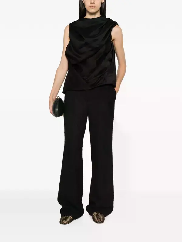 Magda Butrym Black Bouclé-knit Wide-leg Trousers