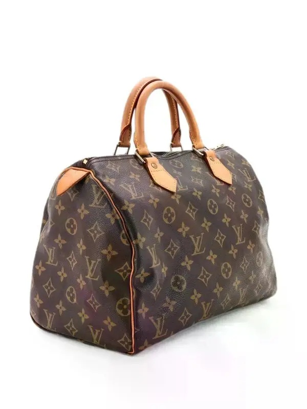 LOUIS VUITTON Speedy Monogram Canvas Satchel Handbag - Brown