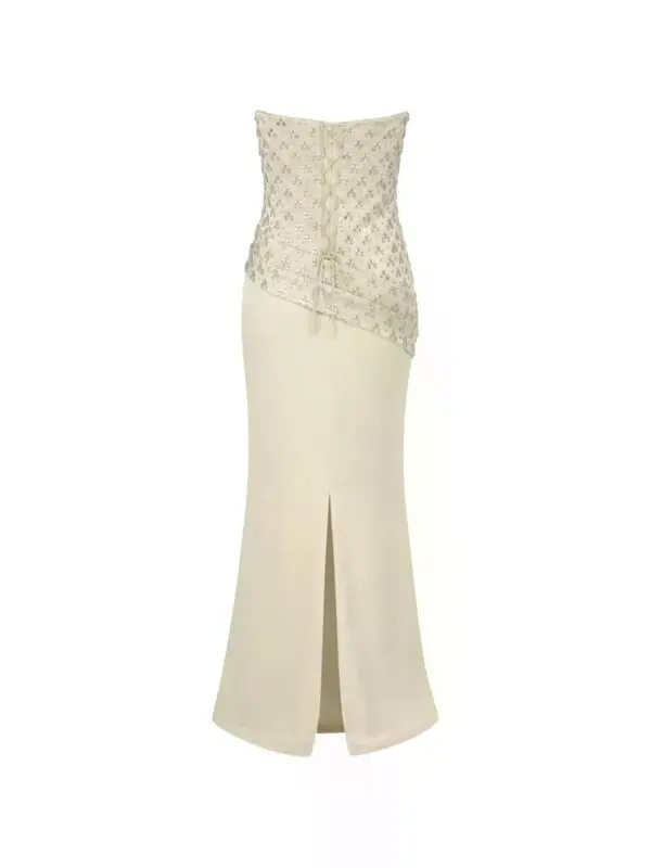 NAFSIKA SKOURTI Solene Crystal-embellished Gown Maxi Dress - Neutrals