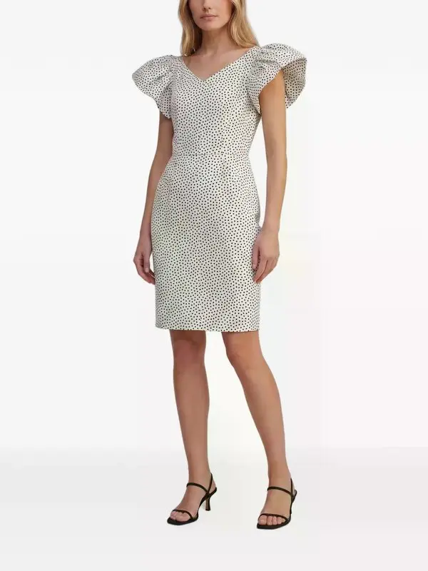 Saint Laurent Polka-dot Ruffle-sleeve Midi Dress