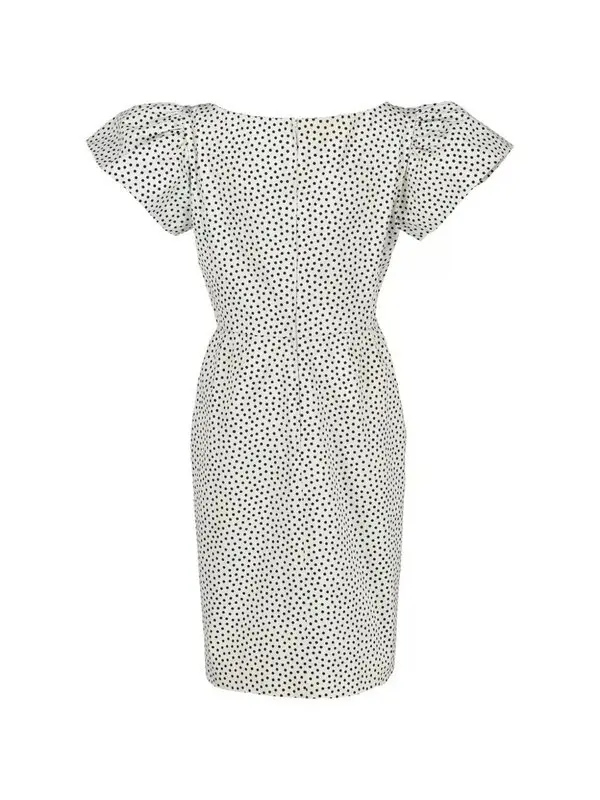 Saint Laurent Polka-dot Ruffle-sleeve Midi Dress