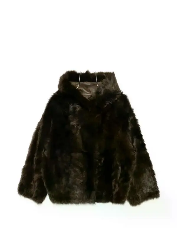 YVES SALOMON Hooded Jacket - Brown