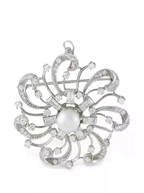 LB EXCLUSIVE Pearl And Diamond Brooch - Silver