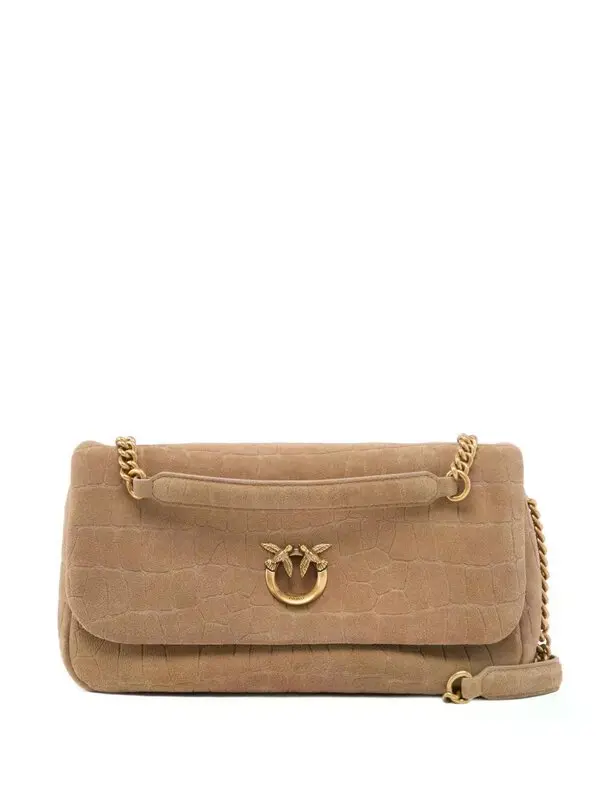 Pinko Croc-effect Love Birds Shoulder Bag - Neutrals