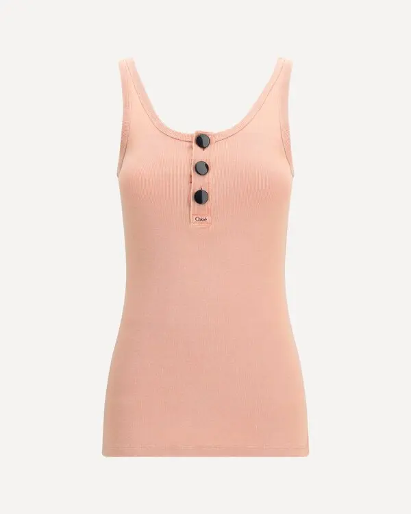 Chloé Fitted Henley Tank Top Feale - Pink