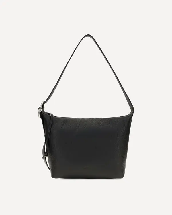 Loewe Medium Loop Hobo Bag In Grained Calfskin - Black