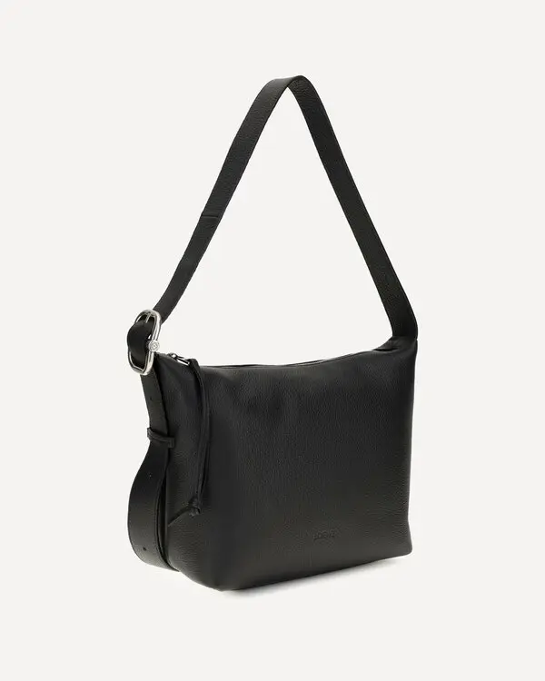 Loewe Medium Loop Hobo Bag In Grained Calfskin - Black