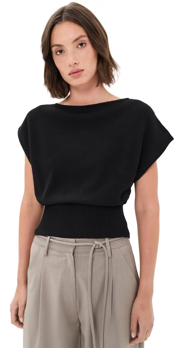 ST. AGNI Cashmere Asymmetrical Top - Black