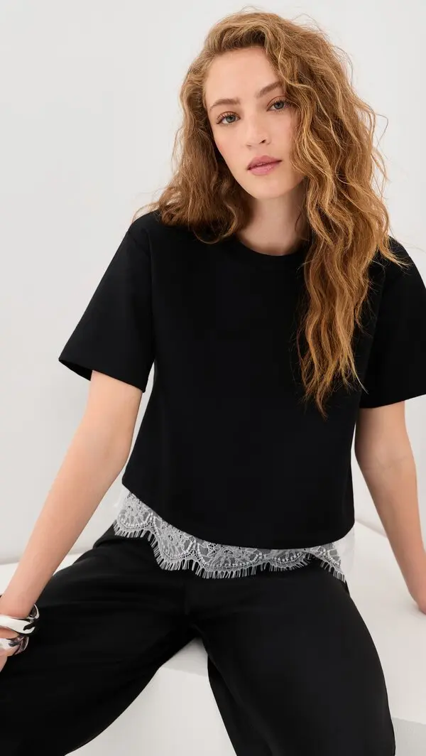 LE BOP Lace Hazel Tee - Black/white