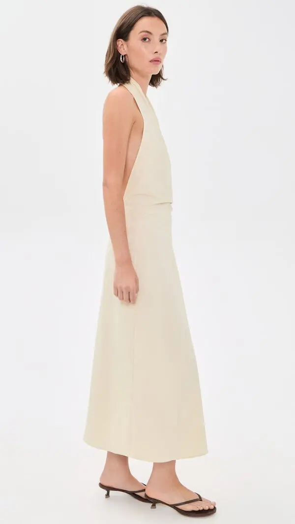 ST. AGNI Halter Wrap Backless Dress