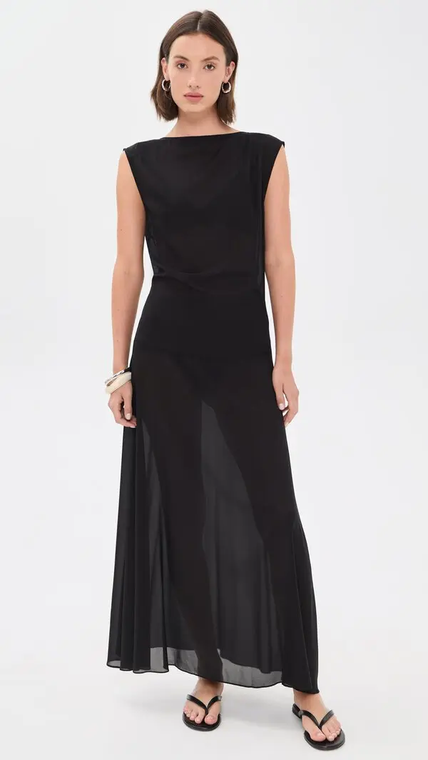 ST. AGNI Stretch Silk Bateau Dress