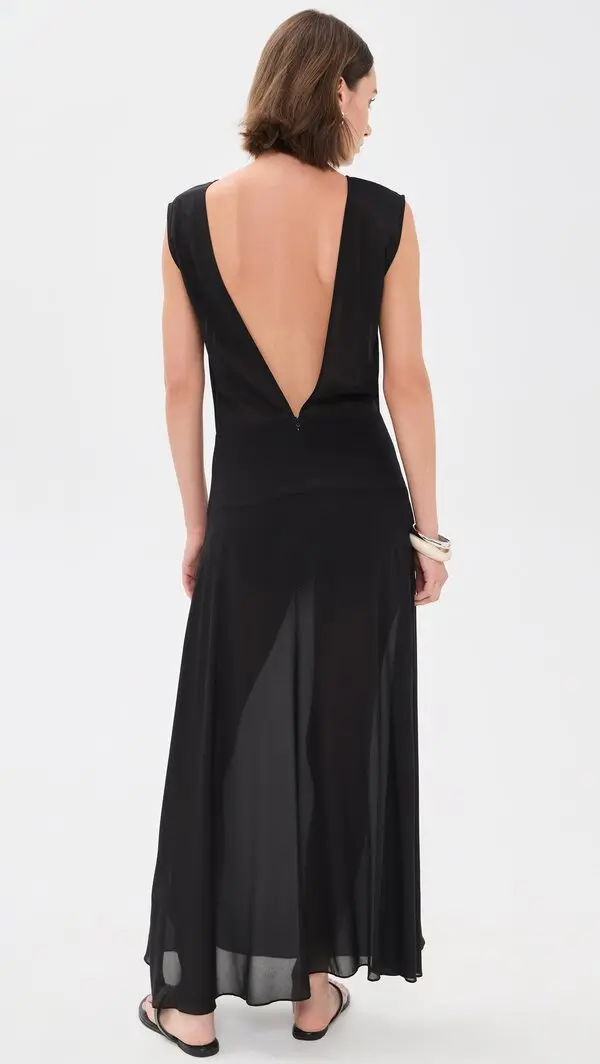 ST. AGNI Stretch Silk Bateau Dress