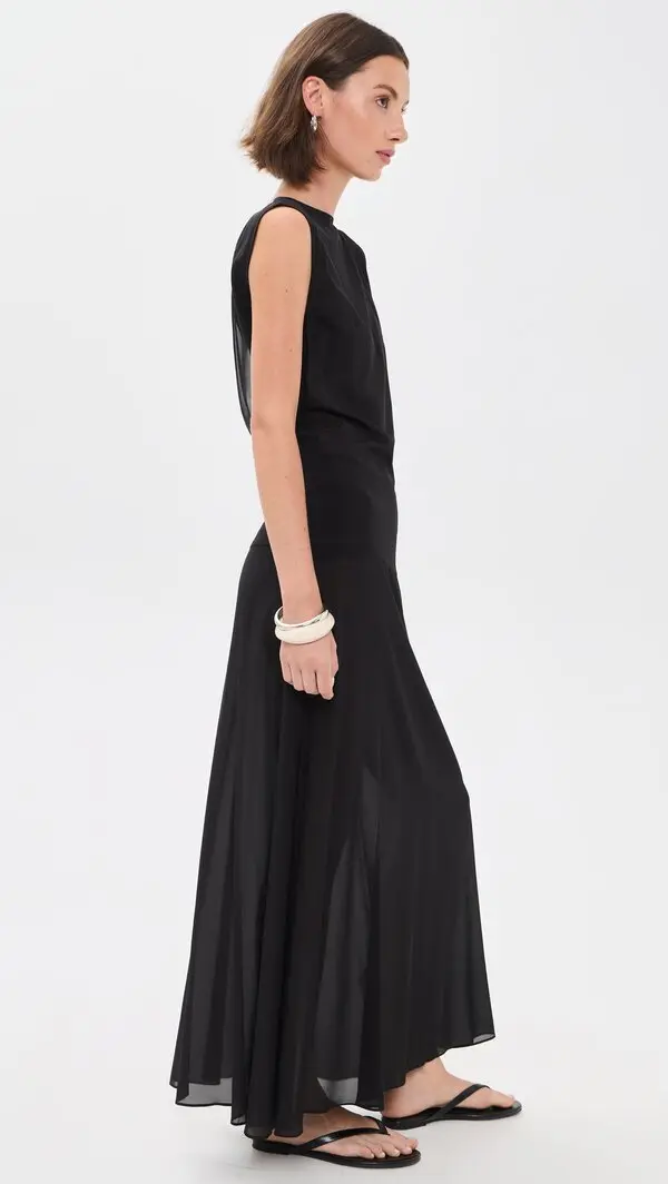 ST. AGNI Stretch Silk Bateau Dress