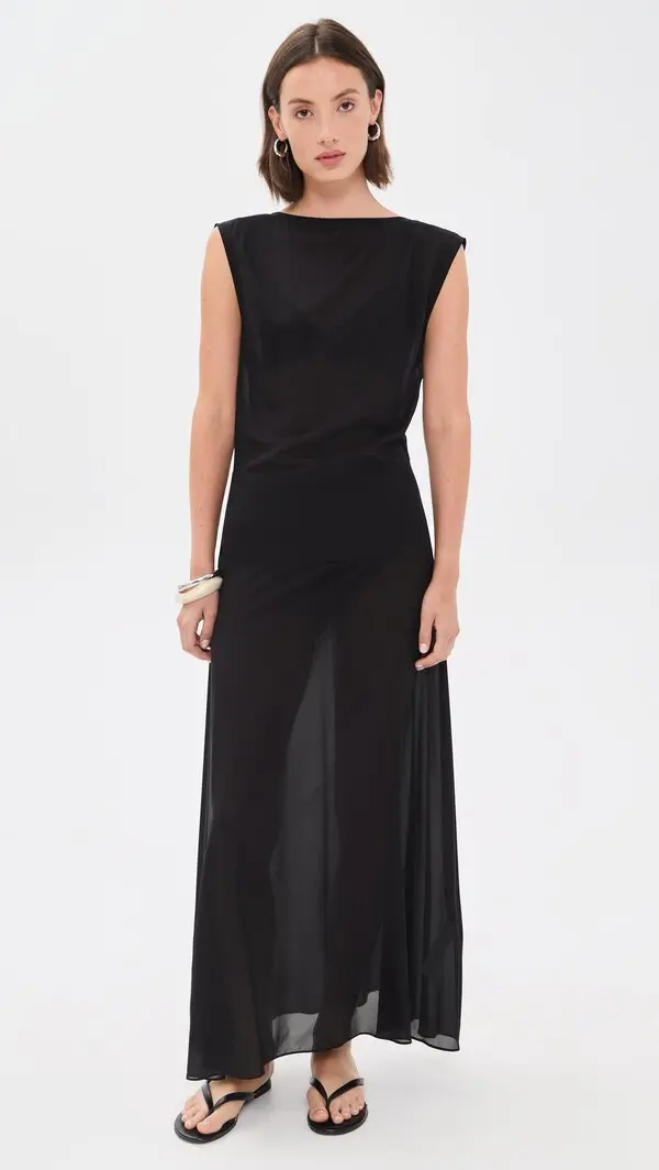 ST. AGNI Stretch Silk Bateau Dress