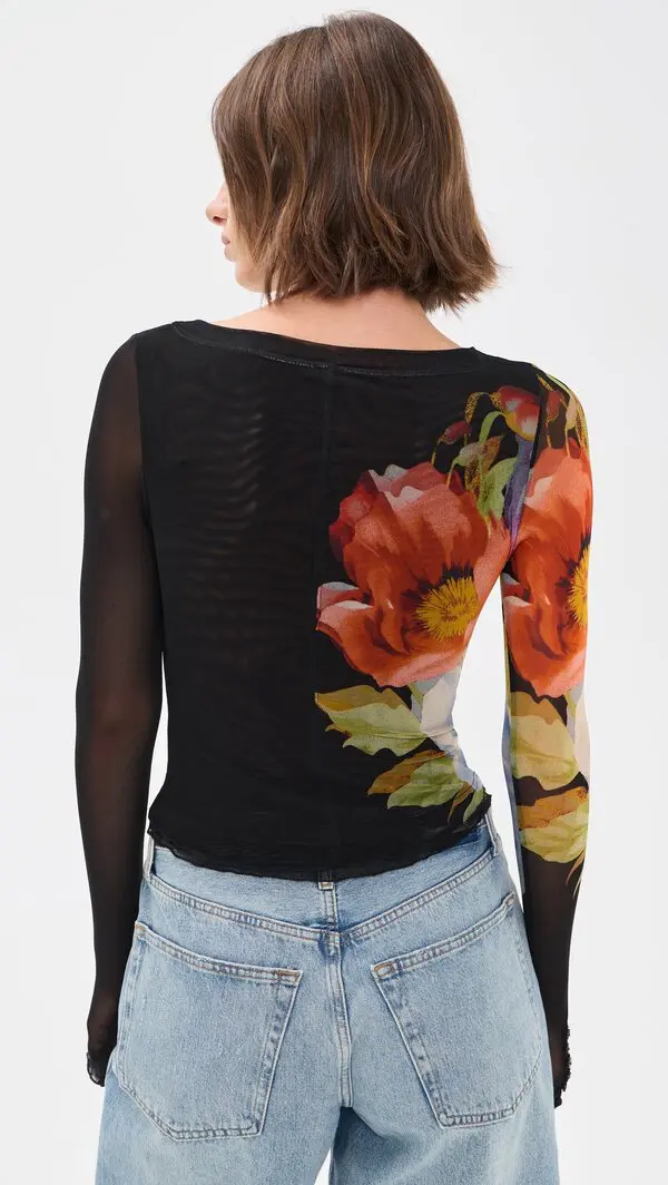Free People Lilly Printed Long Sleeve Tee