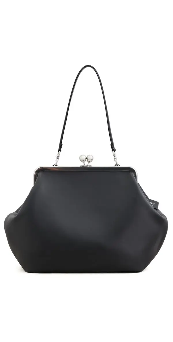COACH Large Leather Kiss-lock Frame Bag - Black