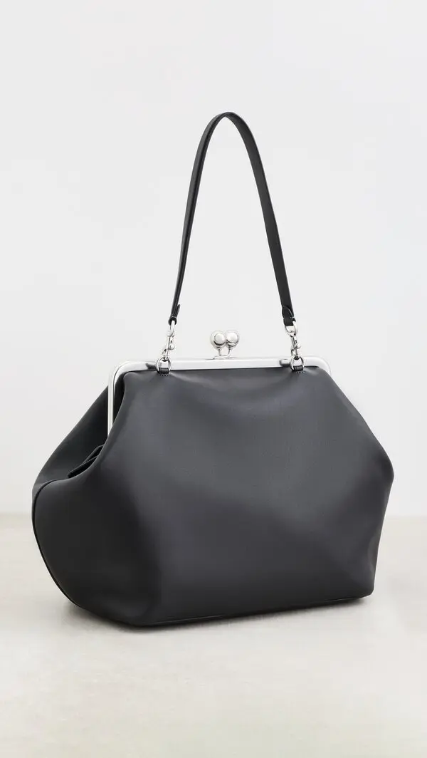 COACH Large Leather Kiss-lock Frame Bag