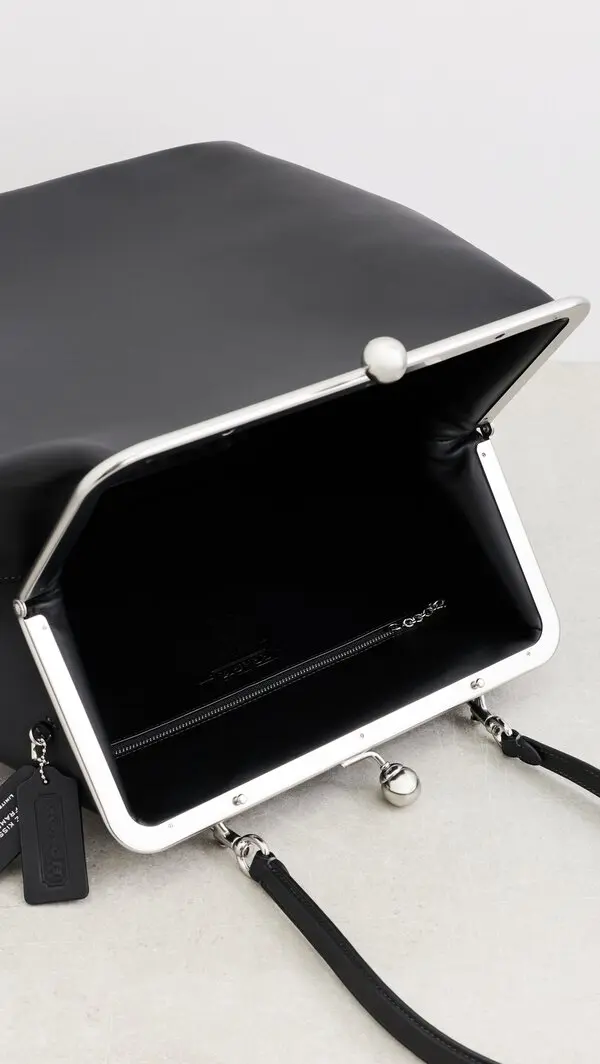 COACH Large Leather Kiss-lock Frame Bag