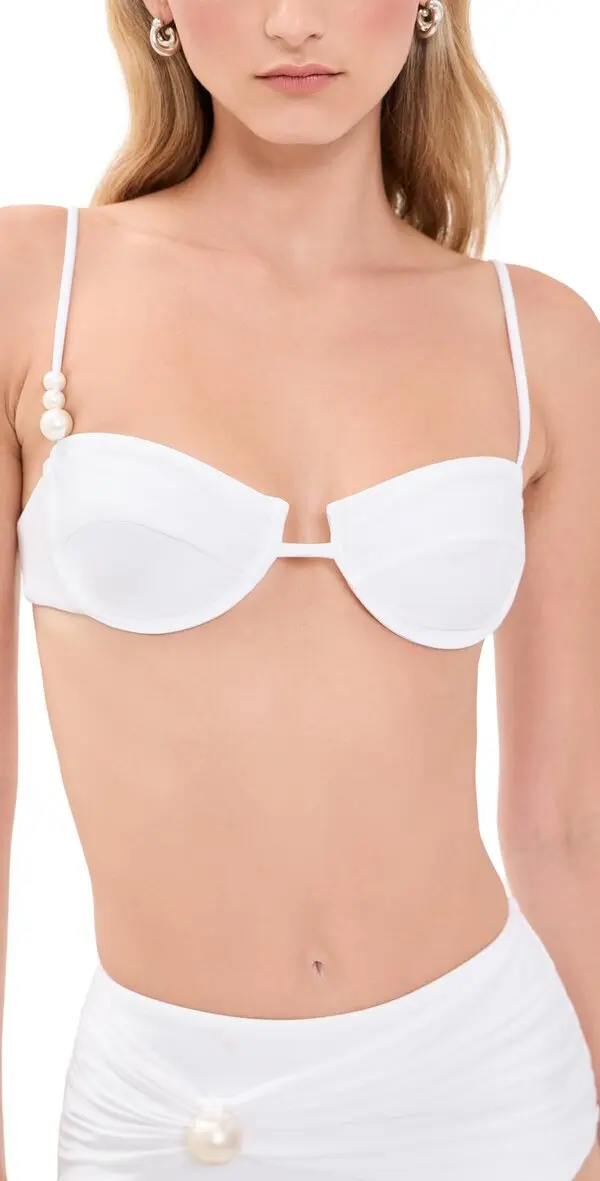 BANANHOT Prima Pearl Bikini Top - White