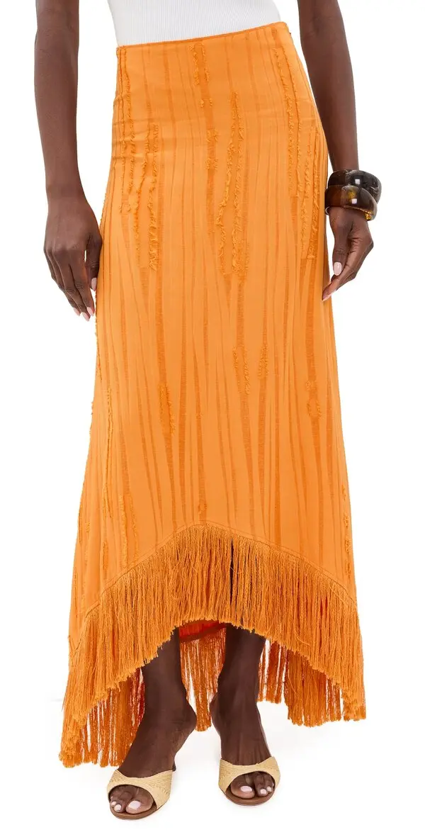 YELLOW THE LABEL Lennie Fringe Skirt - Orange