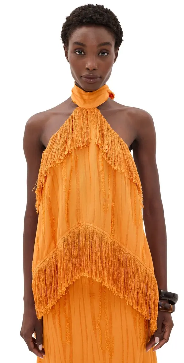 YELLOW THE LABEL Jones Fringe Top - Orange