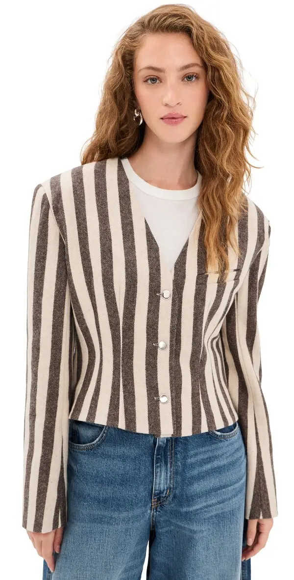 VRG GRL Nerida Charcoal Blazer - Stripe