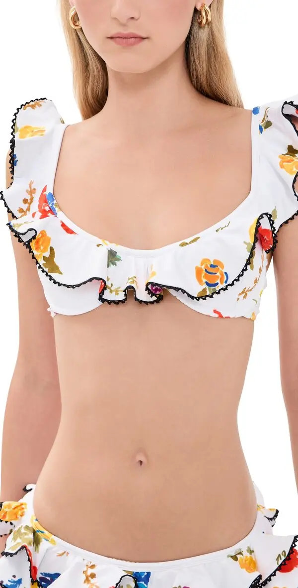 Caroline Constas Anastasia Bikini Top - White Multi