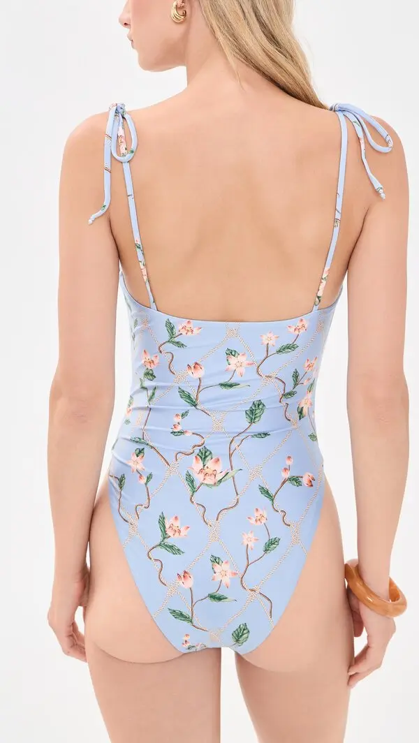 Agua Bendita Ruched Floral Print One Piece With Underwire Cups