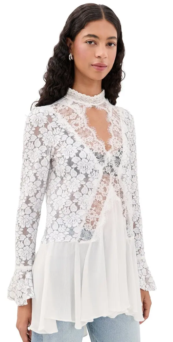 Free People First Crush Lace Tunic Top - Ivory