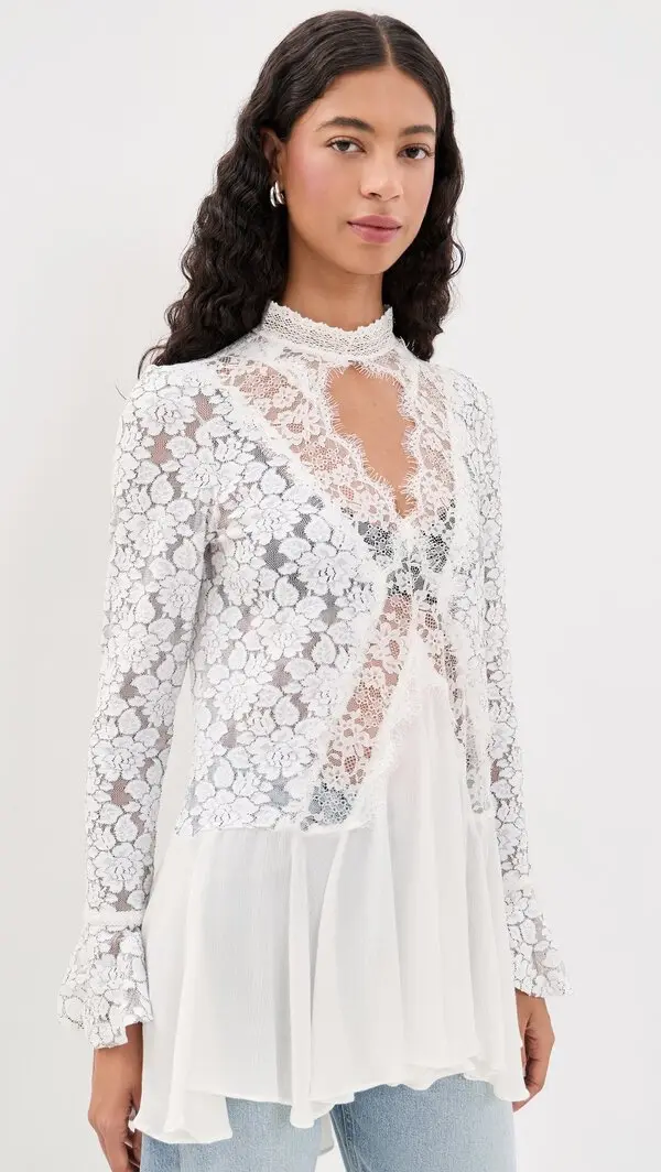 Free People First Crush Lace Tunic Top